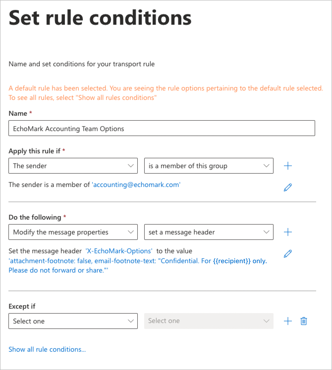 Set Mark Option Override Policies in Exchange – EchoMark