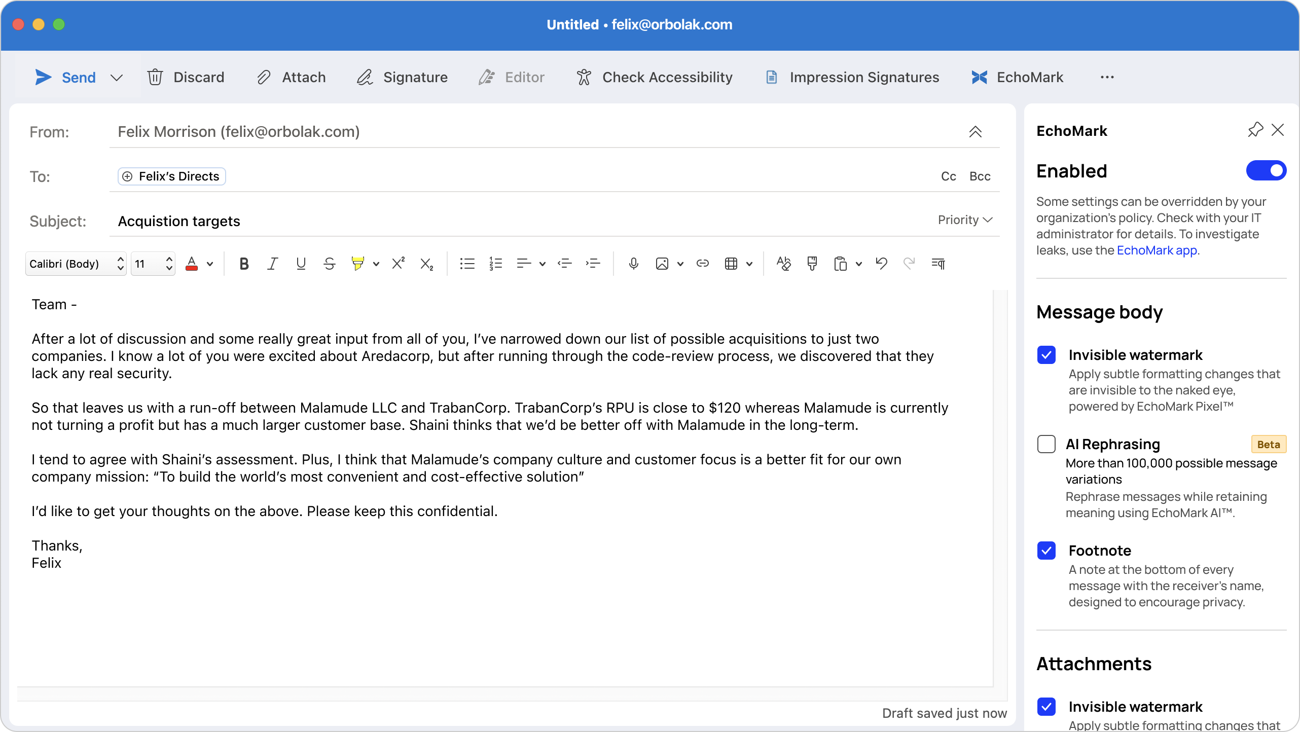 Outlook Add-in – EchoMark