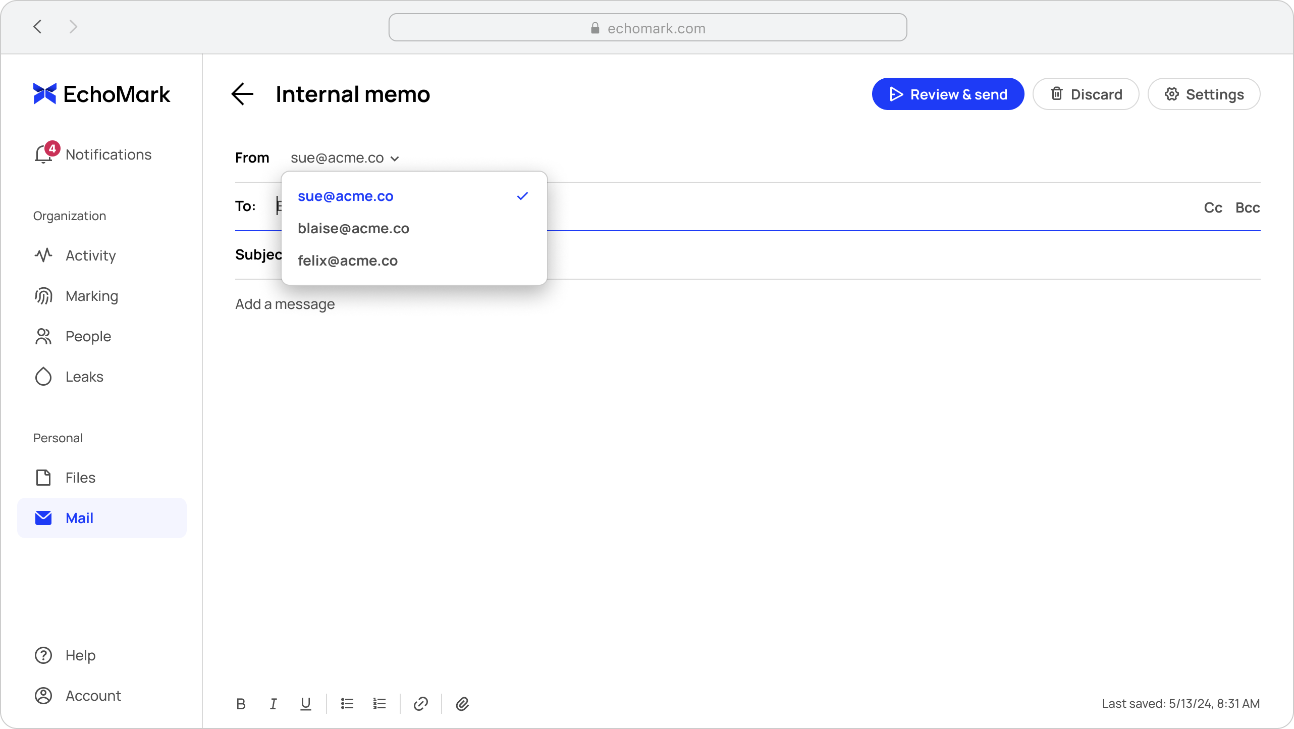 Delegate senders – EchoMark