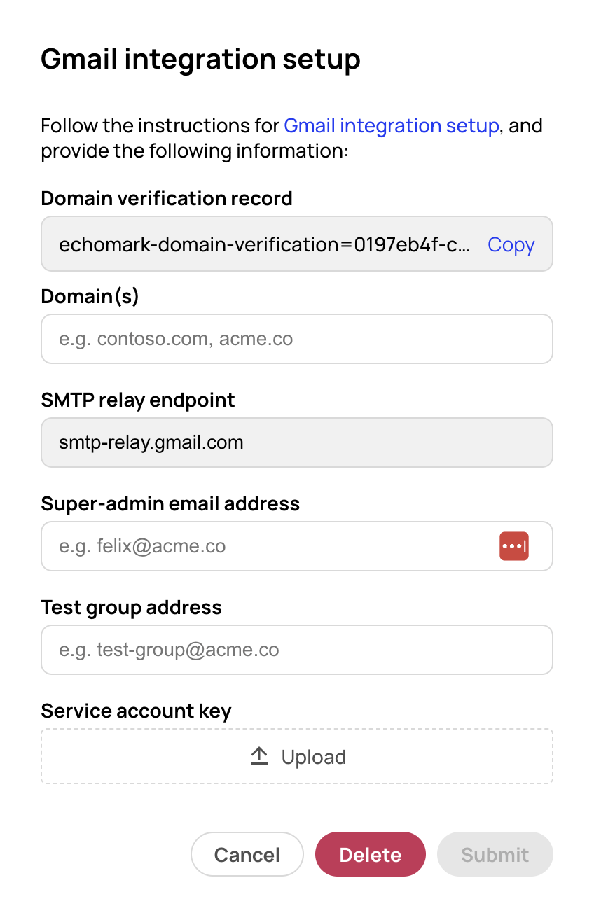 Configure Email Integration for Google Workspace – EchoMark